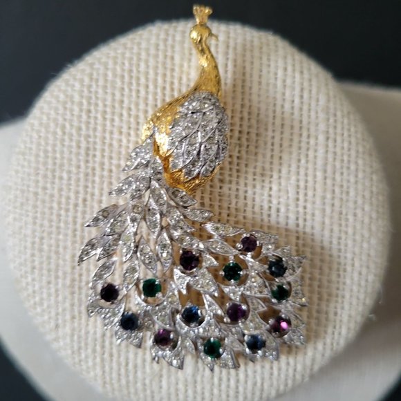 Panetta | Jewelry | Vintage Signed Panetta Peacock Bird Rhinestone ...